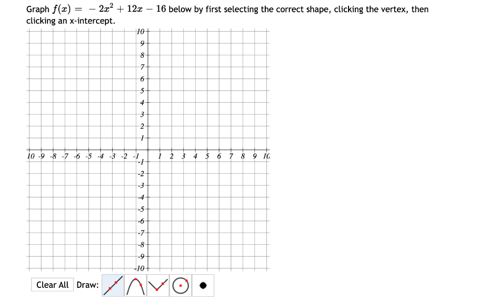 Solved Graph f(x) = – 2x2 + 12x – 16 below by first | Chegg.com
