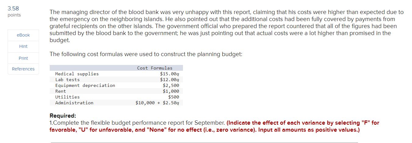 Solved Problem 9-21 (Static) Performance Report for a | Chegg.com