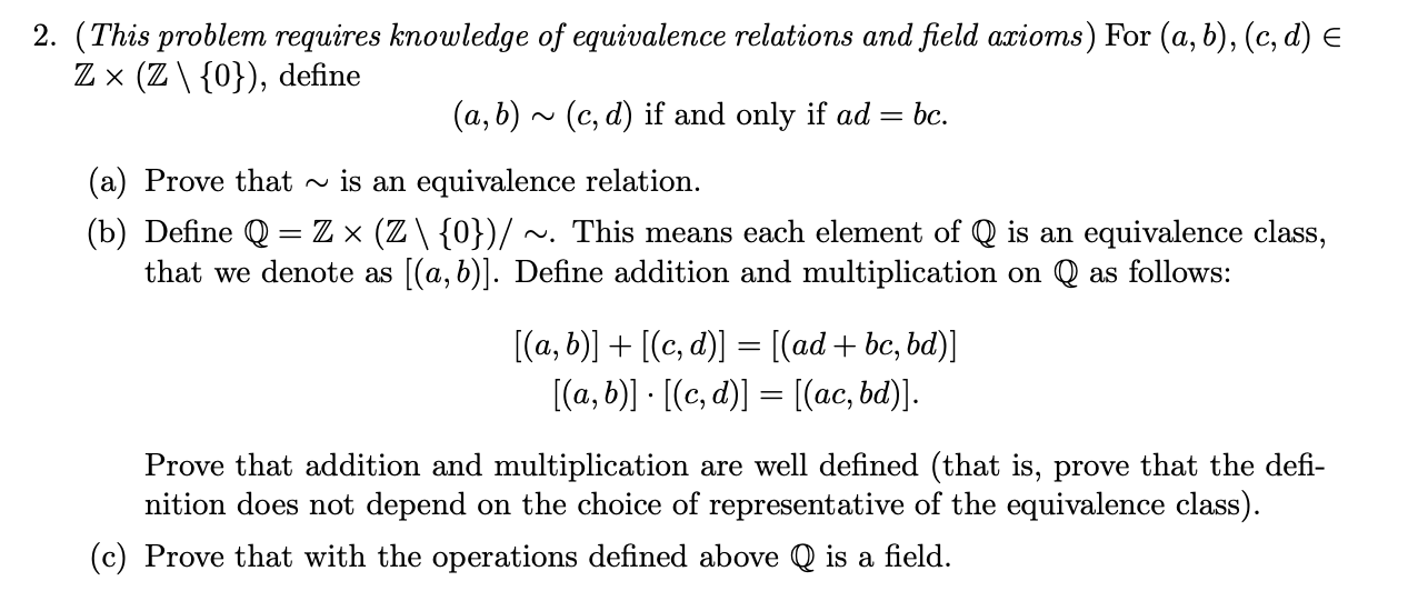 Solved Need help on 2c, these are the field axioms that need | Chegg.com