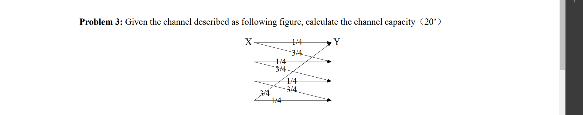 Problem 3: Given the channel described as following | Chegg.com