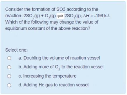 Solved Consider the formation of SO3 according to the | Chegg.com