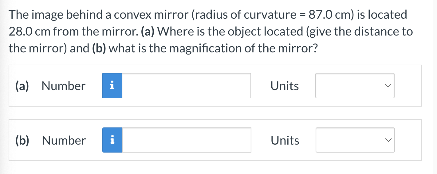 Solved The image behind a convex mirror (radius of curvature | Chegg.com