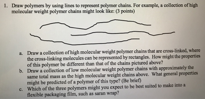 Solved . Draw polymers by using lines to represent polymer | Chegg.com