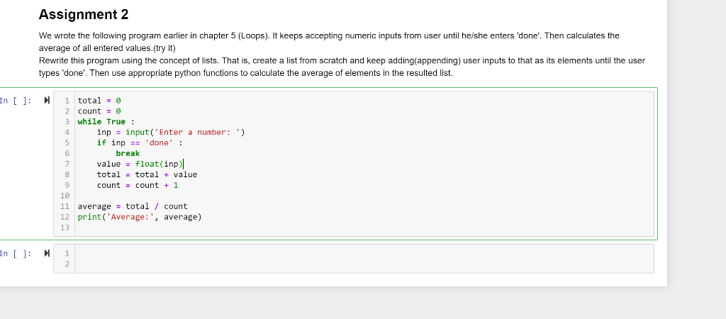 Solved Assignment 2 We Wrote The Following Program Earlier Chegg