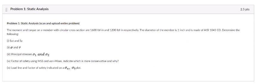 Solved Problem 1: Static Analysis 2.5 pts Problem 1: Static | Chegg.com
