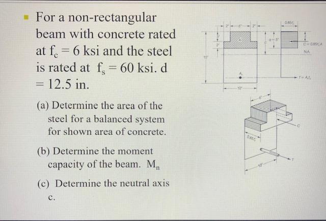 Solved For a non-rectangular beam with concrete rated at | Chegg.com