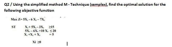 Solved Q2 / Using the simplified method M-Technique | Chegg.com