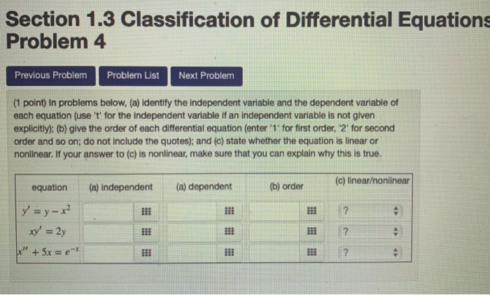 Solved Section 1.3 Classification of Differential Equations | Chegg.com