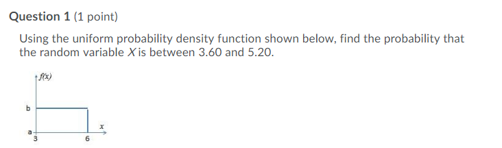 Solved Question 1 (1 point) Using the uniform probability | Chegg.com