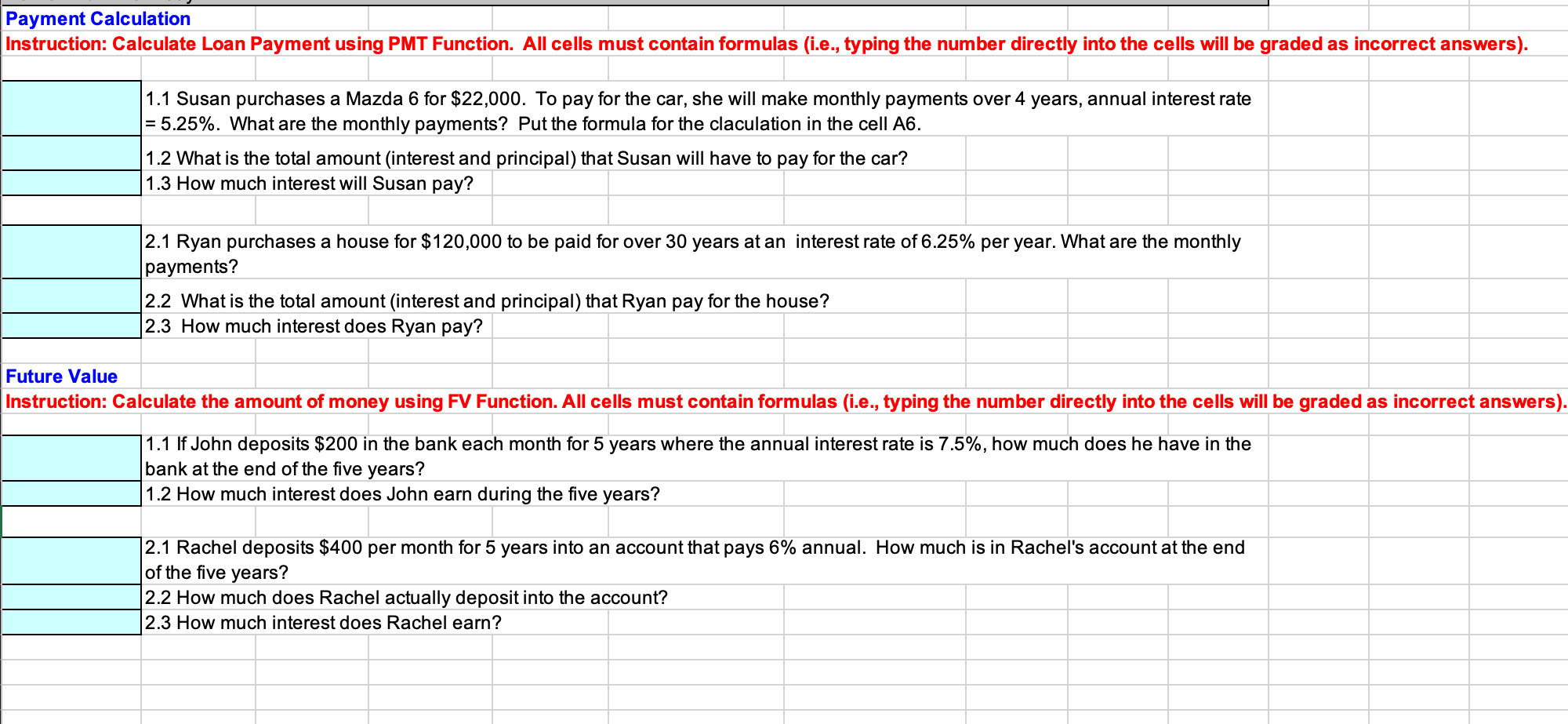 Solved Payment Calculation Instruction Calculate Loan