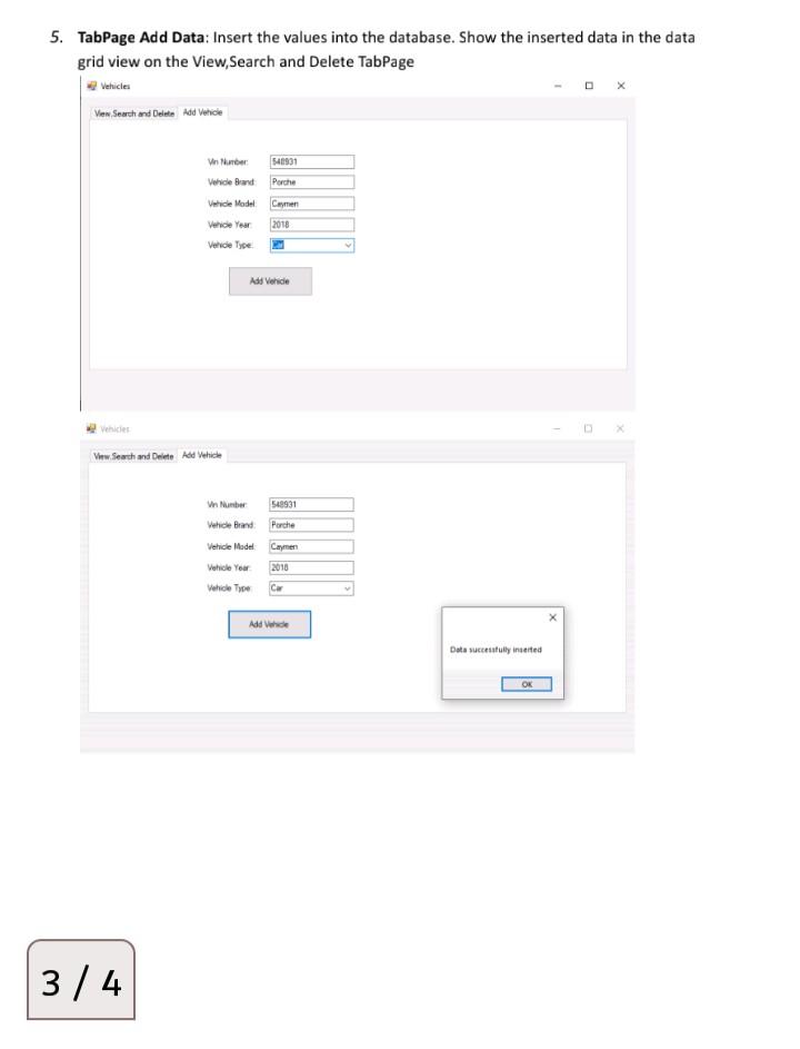 INSERT & DELETE & SEARCH type SUV Bakkie 1. Create a | Chegg.com