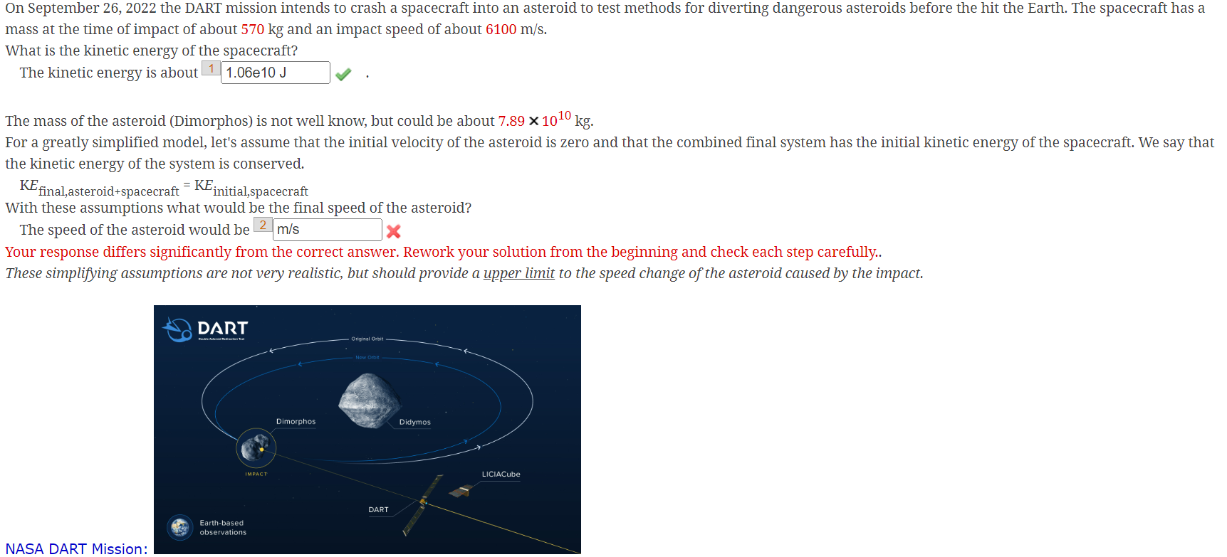 Solved On September 26, 2022 the DART mission intends to | Chegg.com