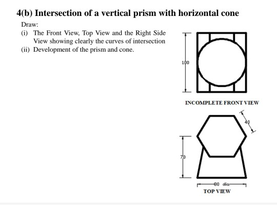 Solved 4(b) Intersection of a vertical prism with horizontal | Chegg.com