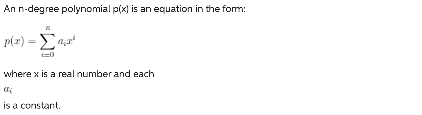 Solved An n-degree polynomial p(x) is an equation in the | Chegg.com