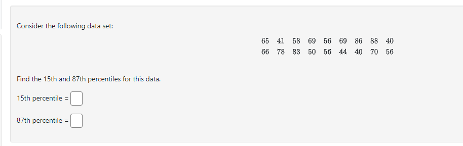 Solved Consider the following data set: Find the 15th and | Chegg.com