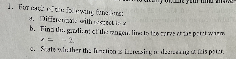 Solved answer 1. For each of the following functions: a. | Chegg.com