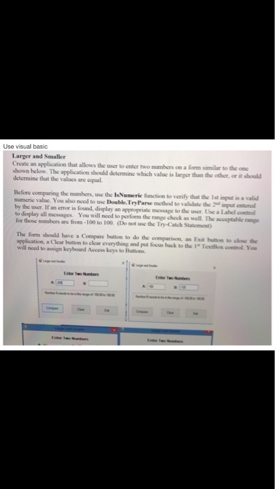 Solved Use Visual Basic, IsNumeric , and range check (-100 | Chegg.com