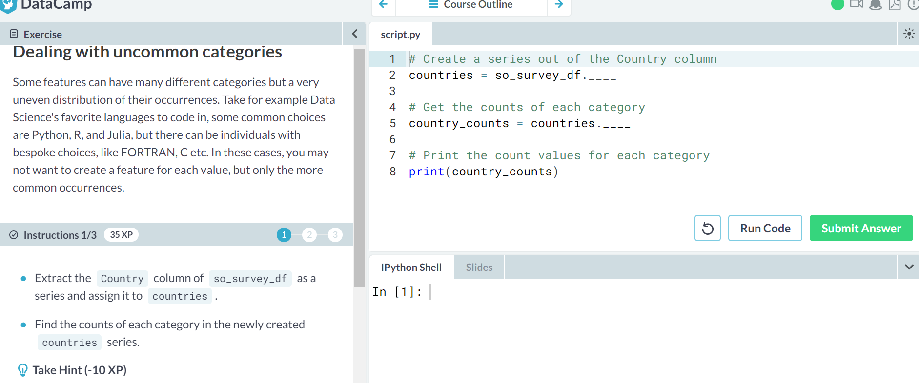 Y Datacamp Course Outline Scriptpy Exercise Dealing 