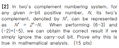 Solved [2] In two's complement numbering system, for any | Chegg.com