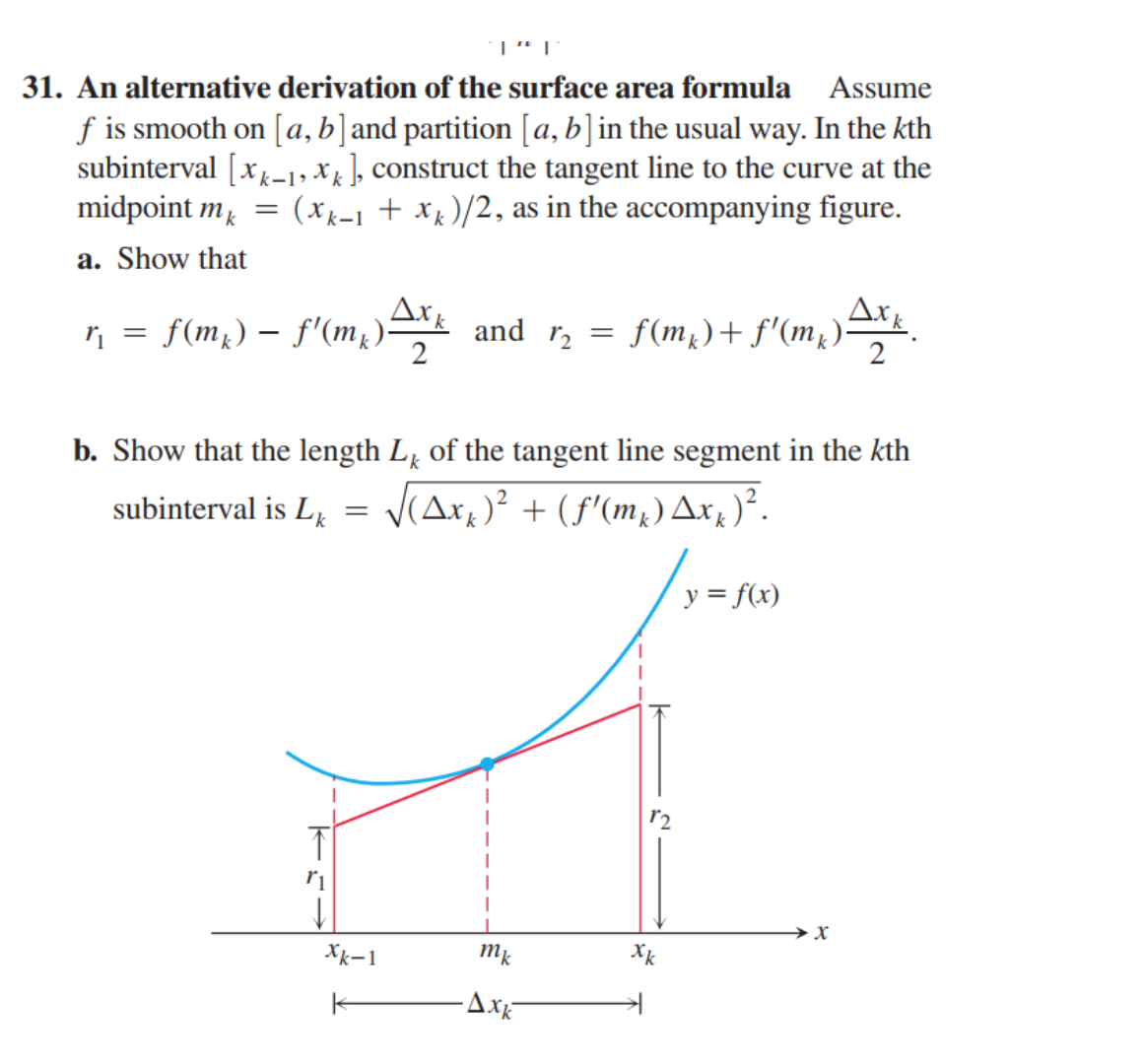 Solved An alternative derivation of the surface area formula | Chegg.com