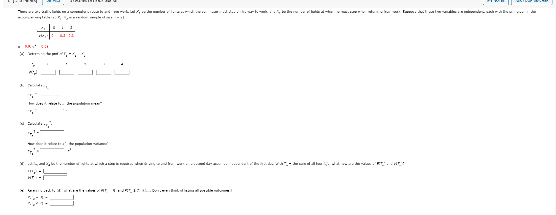 Solved 1. (-715 Points DEVORESTA19 5.5.038.MI. ASK YOUR | Chegg.com