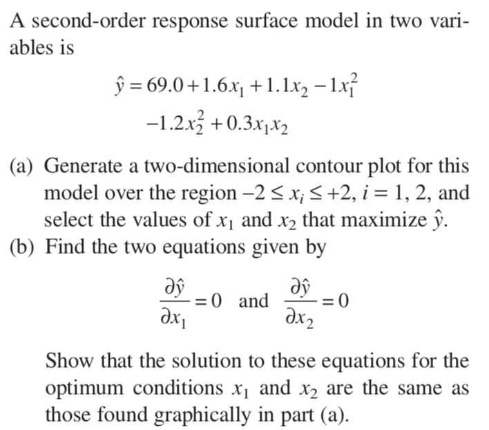 Solved + A second-order response surface model in two vari- | Chegg.com