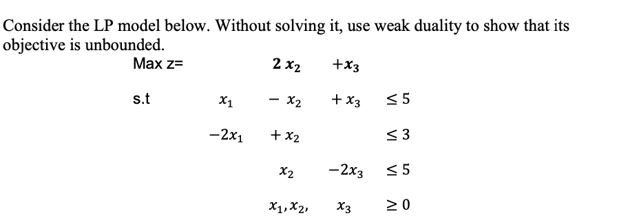 Solved Consider the LP model below. Without solving it, ﻿use | Chegg.com