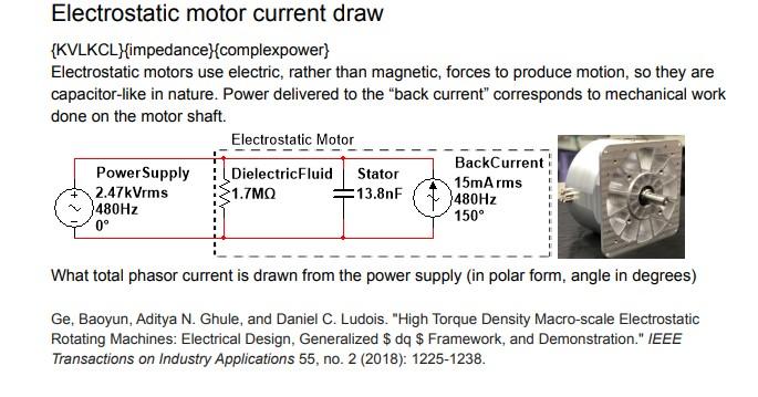 Solved Electrostatic motor current draw | Chegg.com