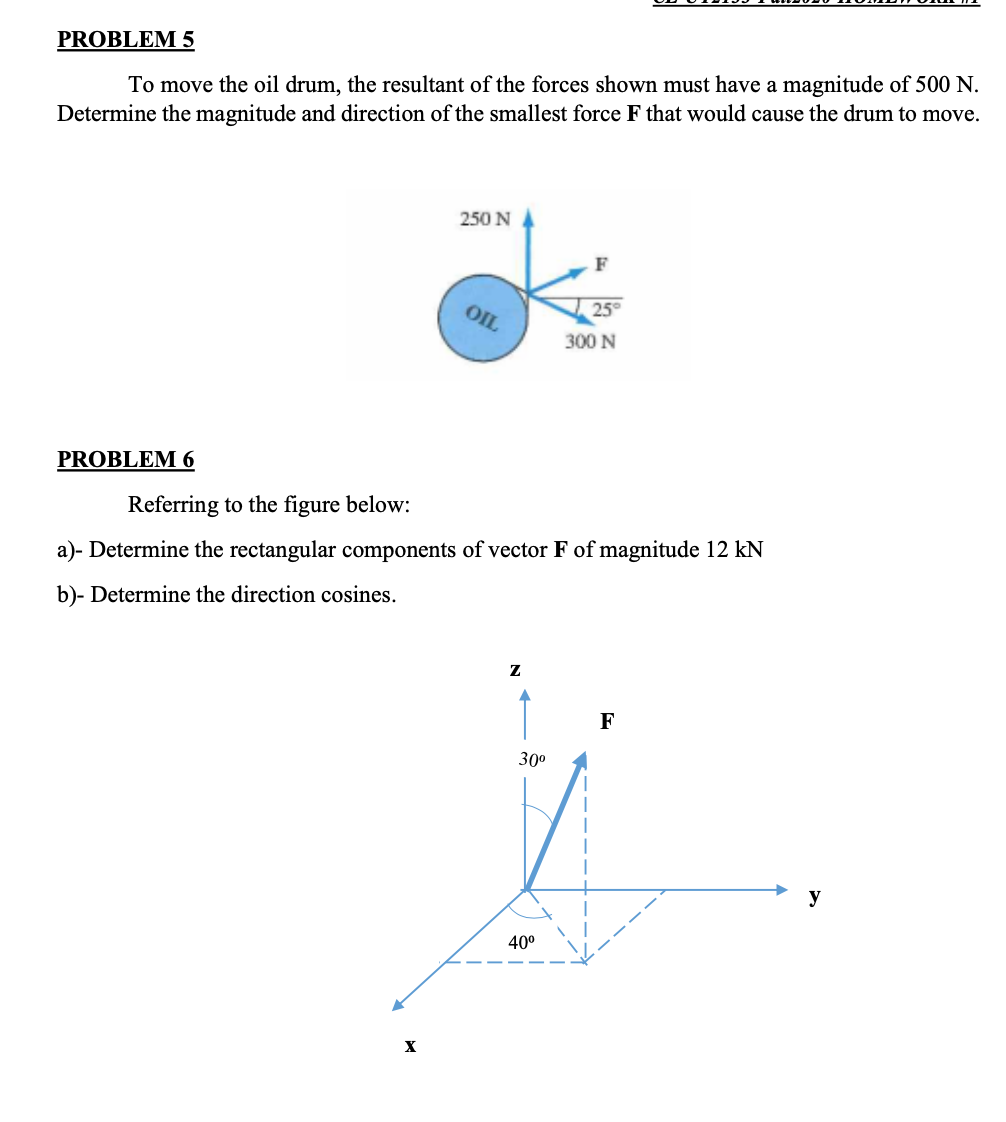 Solved PROBLEM 5 To move the oil drum, the resultant of the | Chegg.com