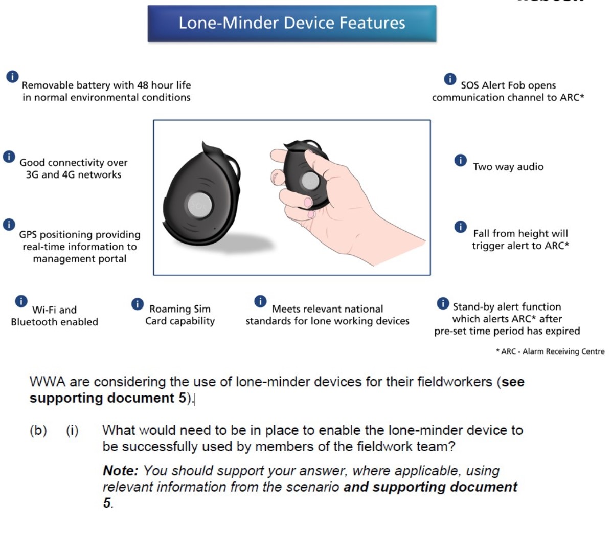 Solved Removable battery with 48 hour life in normal | Chegg.com