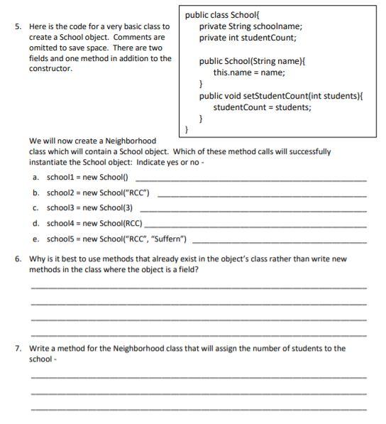 Solved public class School 5. Here is the code for a very | Chegg.com