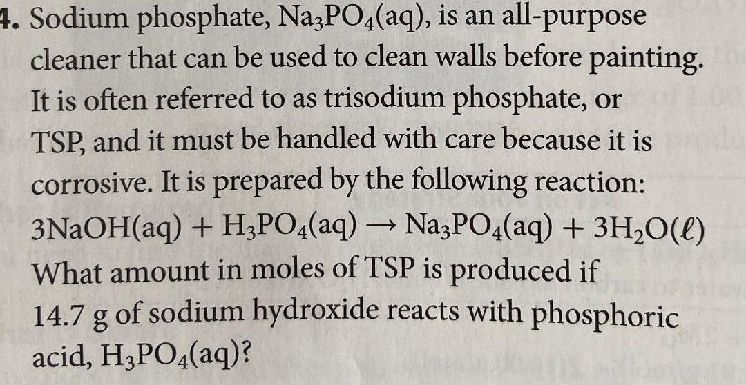 Solved 4. Sodium phosphate, Na3PO4(aq), is an all-purpose | Chegg.com