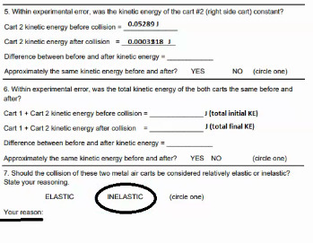 Solved 4. Within experimental error, is the kinetic energy | Chegg.com
