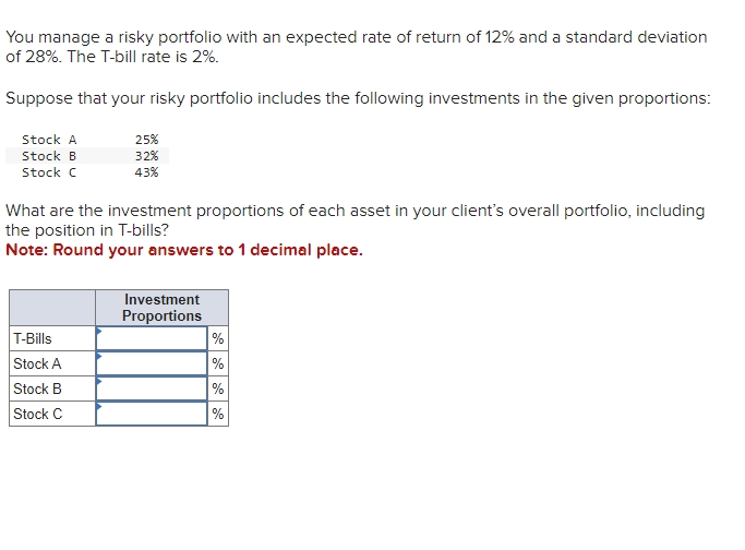 Solved You manage a risky portfolio with an expected rate of | Chegg.com