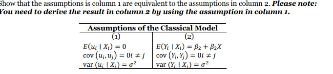 Solved how that the assumptions is column 1 are equivalent | Chegg.com