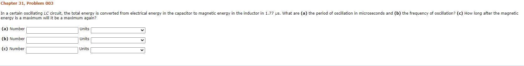 Solved Chapter 31, Problem 003 In a certain oscillating LC | Chegg.com