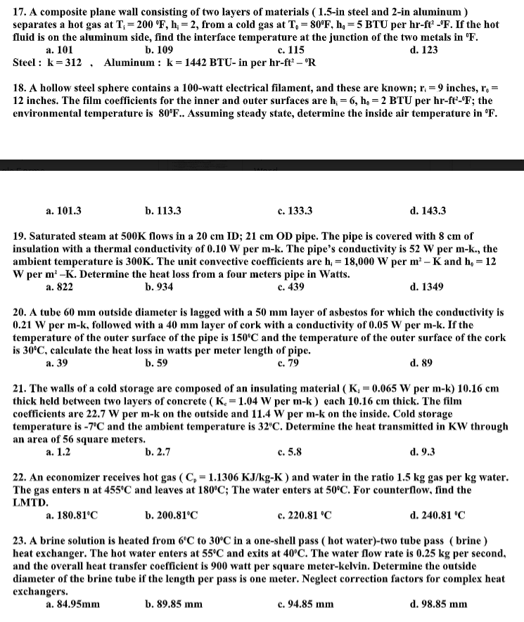 Solved 17. A composite plane wall consisting of two layers | Chegg.com