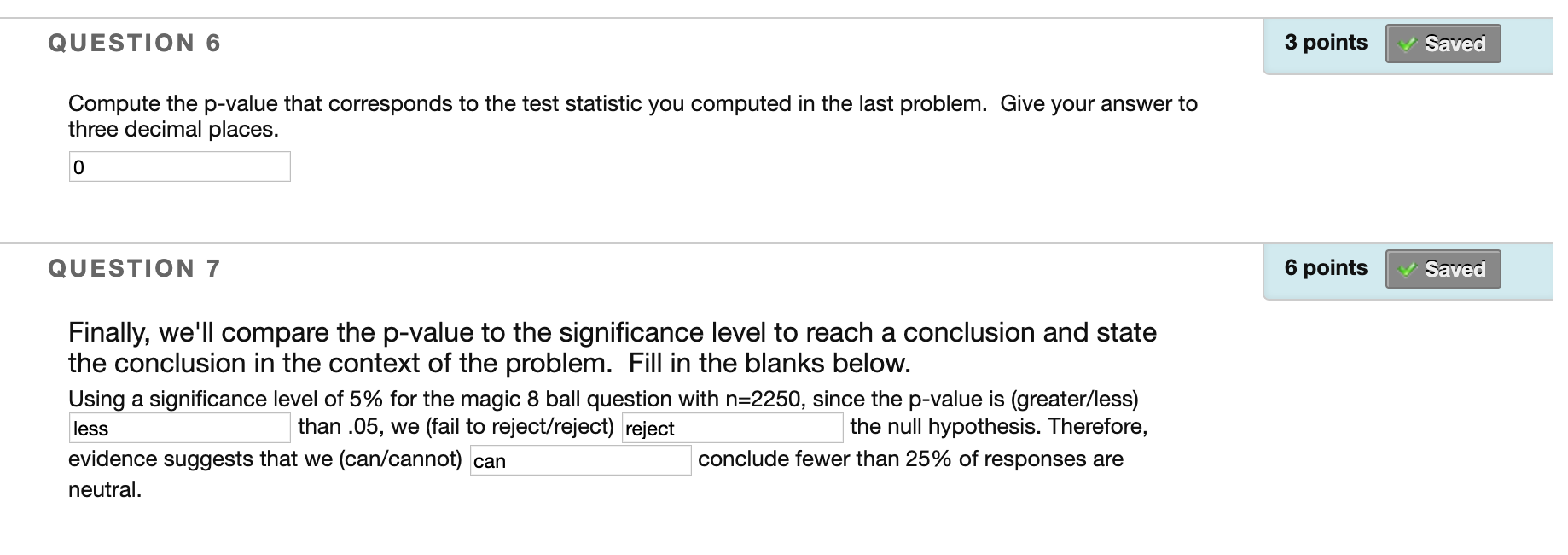 Solved An online magic 8 ball has 20 response options, 5 of | Chegg.com