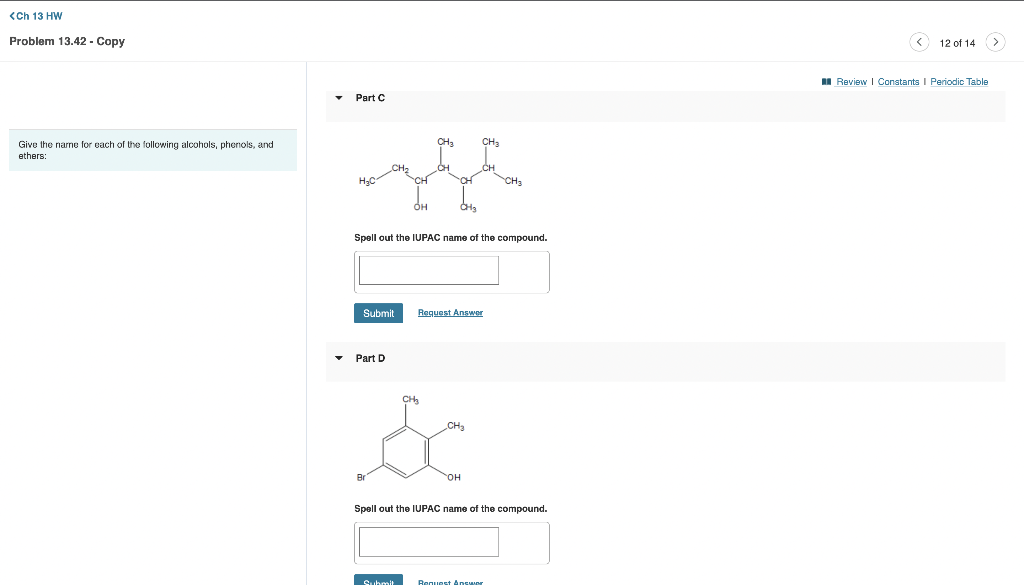Solved Give the name for each of the following alcohols, | Chegg.com
