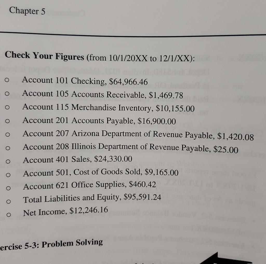 CHECK YOUR FIGURES I need help with Quickbooks! I | Chegg.com