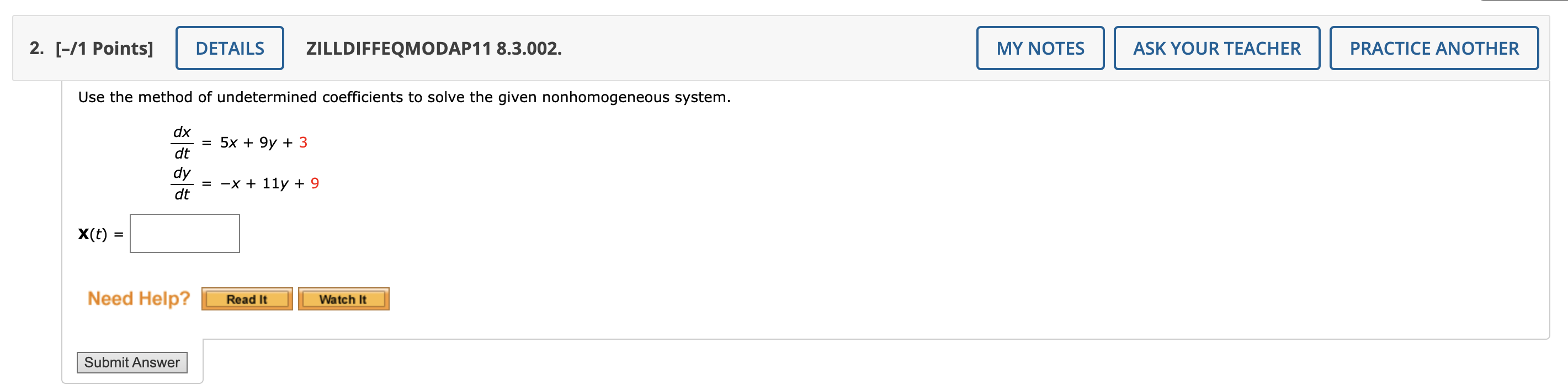 Solved Use the method of undetermined coefficients to solve | Chegg.com