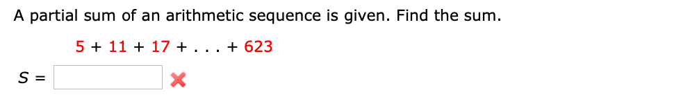 Solved A partial sum of an arithmetic sequence is given. | Chegg.com