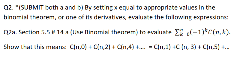 Solved Q2. *(SUBMIT both a and b ) By setting x equal to | Chegg.com