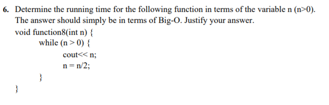 Solved 4. Determine the running time for the following | Chegg.com