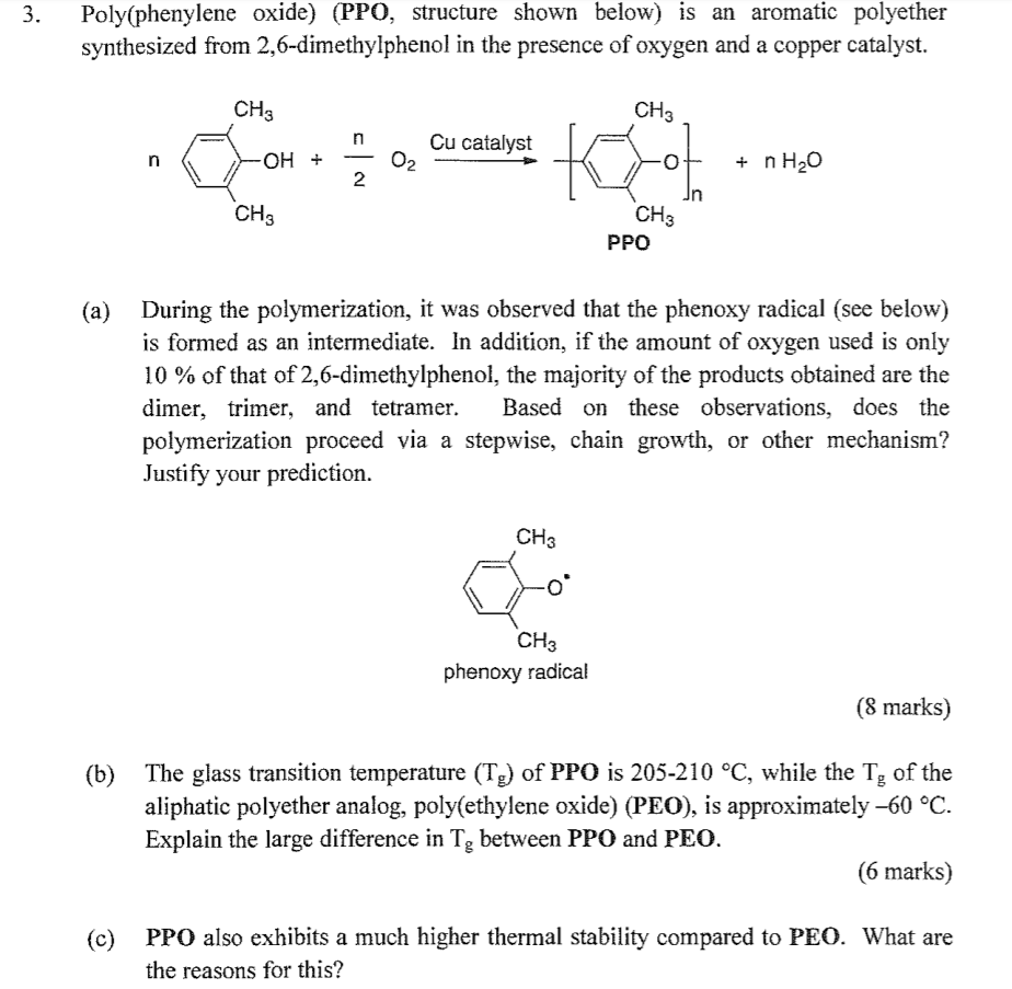 3. Poly(phenylene oxide) (PPO, structure shown below) | Chegg.com