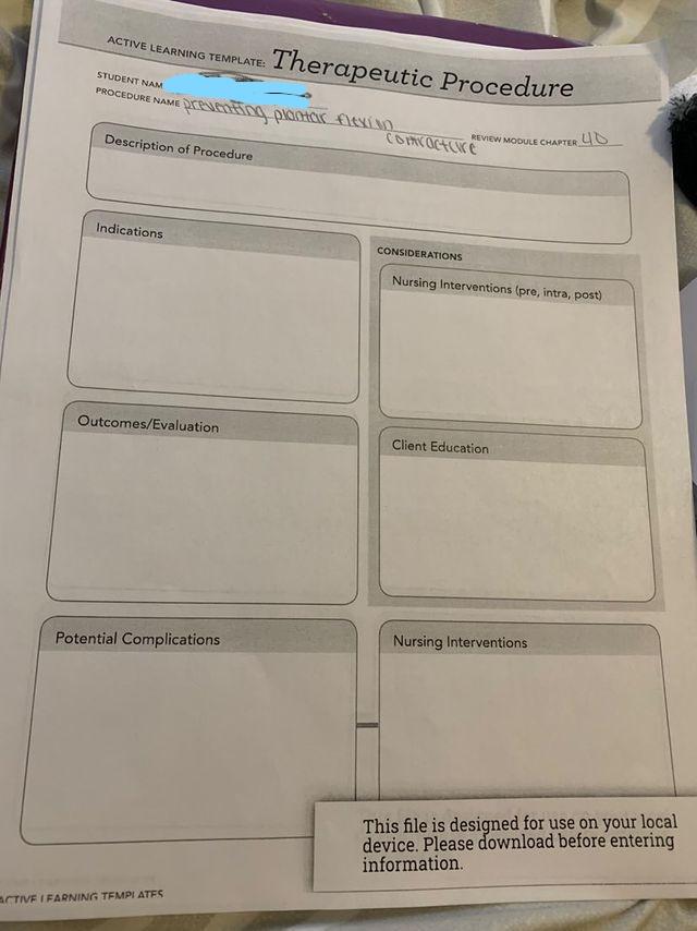 Solved ACTIVE LEARNING TEMPLATE: Therapeutic Procedure | Chegg.com