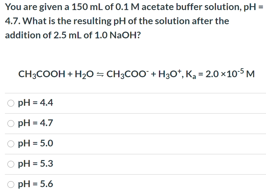 Solved You Are Given A 150 Ml Of 0 1 Macetate Buffer