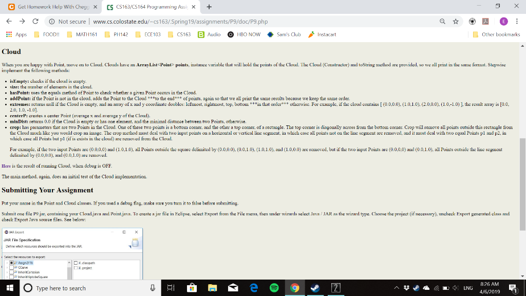 edipse workspace P9/src/Point.java Eclipse IDE File | Chegg.com