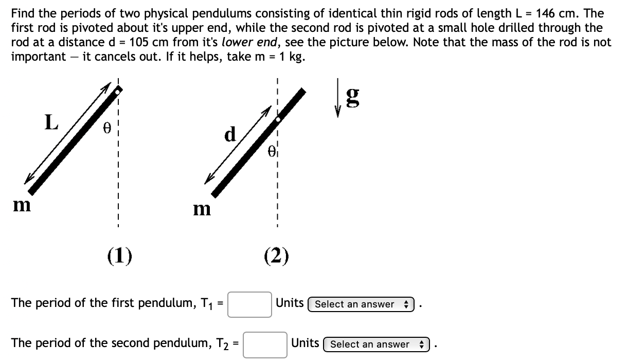 Solved Find the periods of two physical pendulums consisting | Chegg.com