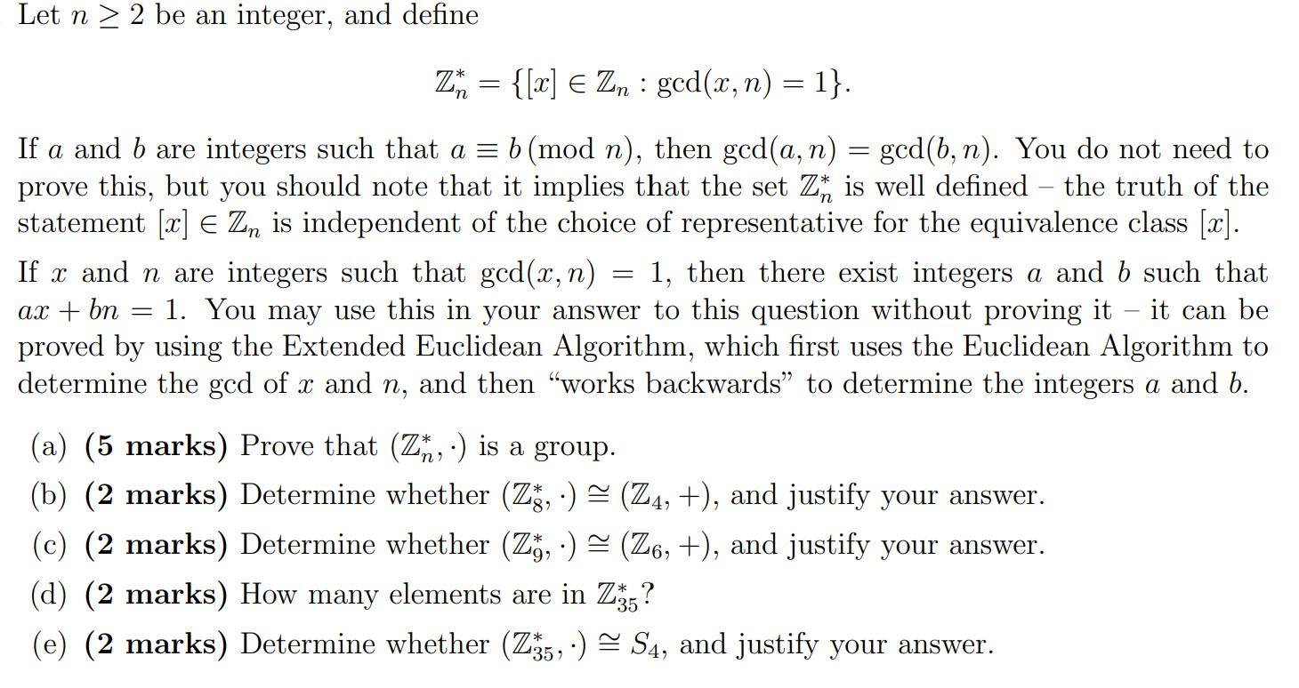 Solved Let n≥2 be an integer, and define | Chegg.com